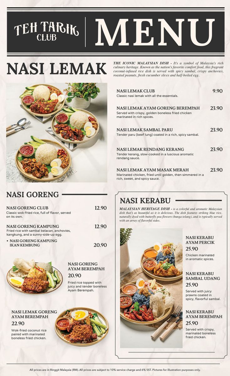 Our Menu | Teh Tarik Club - Authentic Malaysian Cuisine