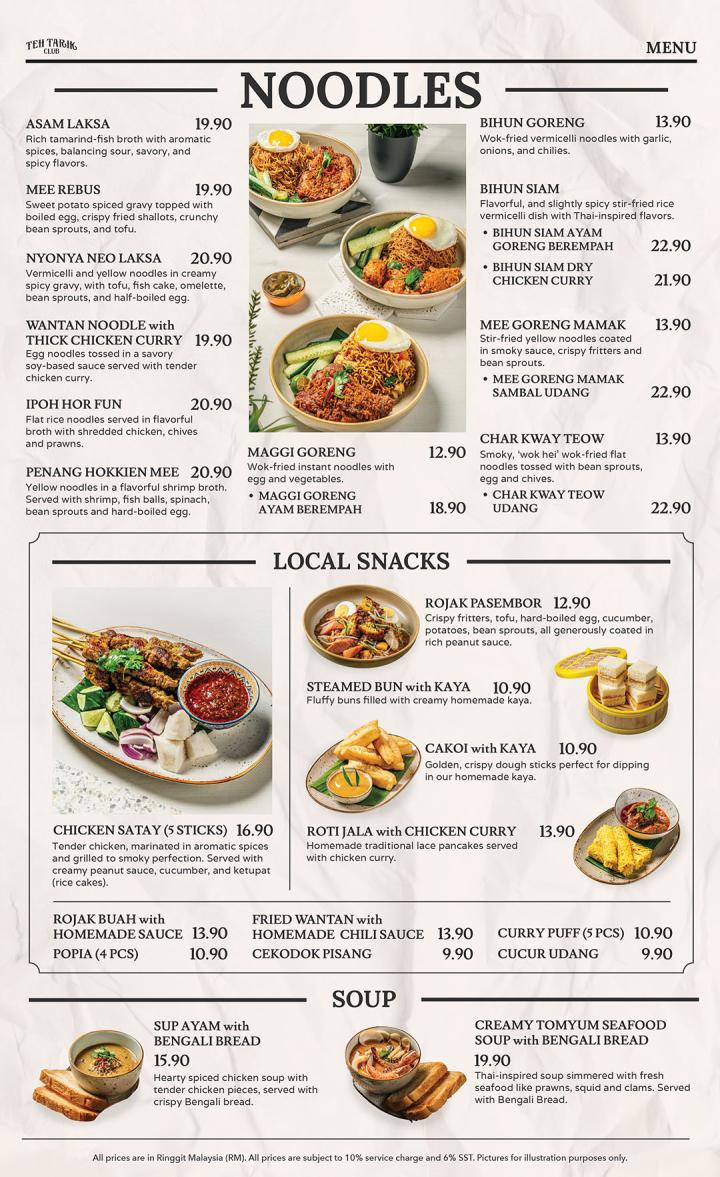 Our Menu | Teh Tarik Club - Authentic Malaysian Cuisine